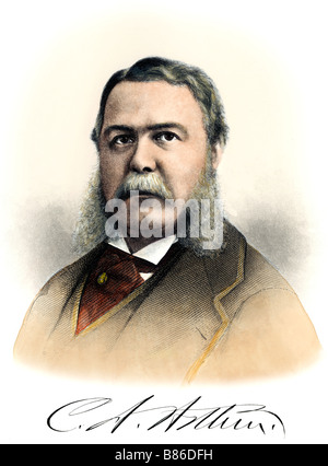 Vintage engraving of Portrait and autograph of Arthur Roberts an ...