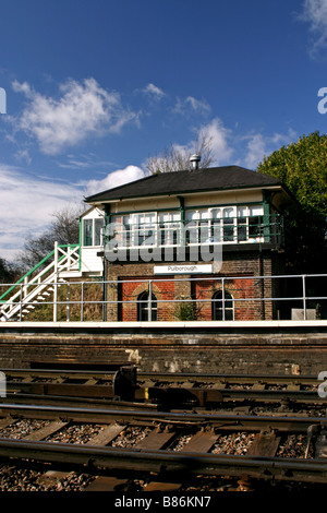 Old fashioned British railway signal box at Deganwy North Wales Stock ...