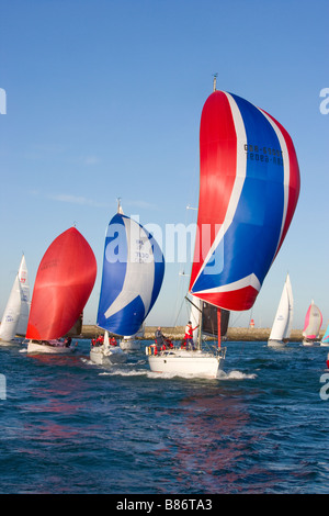 Yachts racing with spinnakers Stock Photo - Alamy