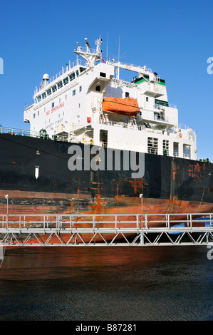 Bridge superstructure of "oil tanker" with "no smoking" signs, windows ...