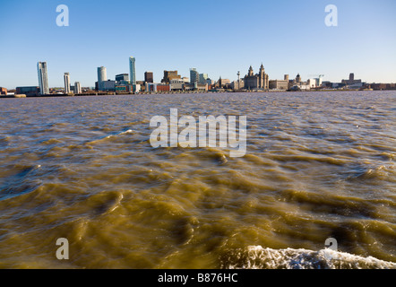 Skyline and River Mersey, Liverpool, Merseyside, England Stock Photo ...