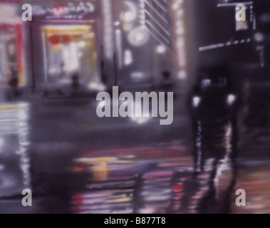 Painted backdrop. Night lights effects Stock Photo - Alamy