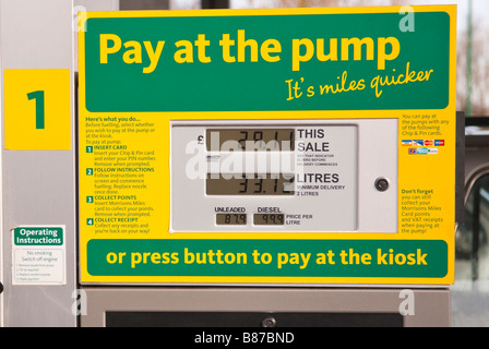 Pay at the pump sign on petrol pump enabling customers to pay with a ...