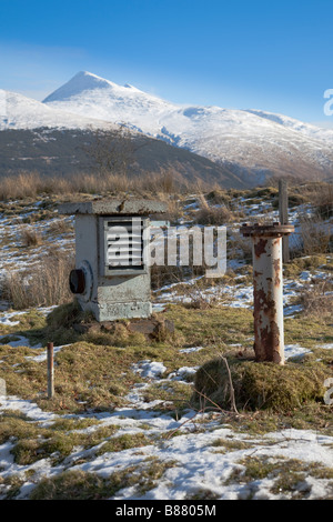 Royal Observer Corps Post with mountain in background Stock Photo - Alamy