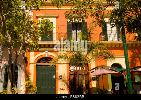 MEXICO SINOLA STATE MAZATLAN Pastel colored sidewalk cafes and popular ...