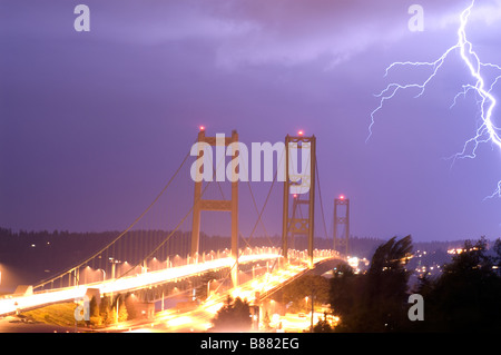 Lightning Storm Strike Tacoma Narrows Bridge Gig Harbor WASHINGTON ...