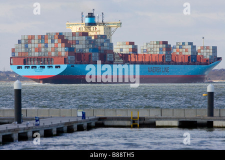 Brexit,busy,unladen, empty, nearly light, Maersk, Container Ship ...