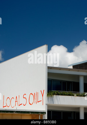 Locals Only graffiti anti development graffiti Newquay Cornwall Stock ...