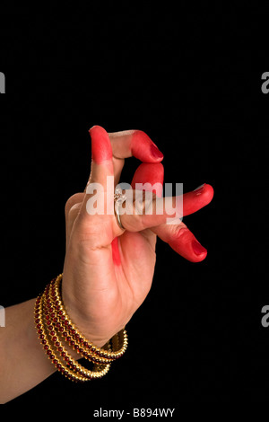 Woman hand showing Katakamukha hasta (meaning Opening in a Bracelet) of ...