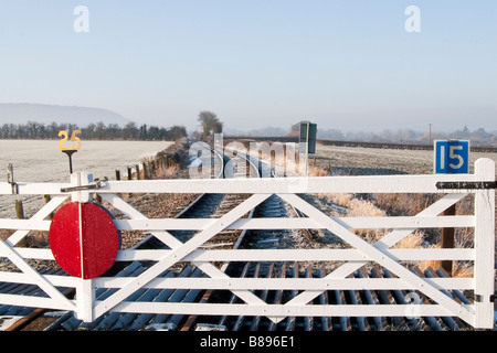 hand operated level crossing gate on railway Stock Photo: 22330273 - Alamy