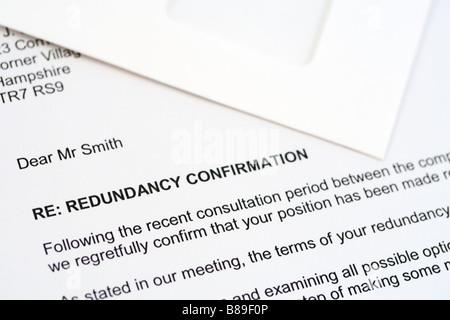A redundancy letter with envelope Stock Photo - Alamy