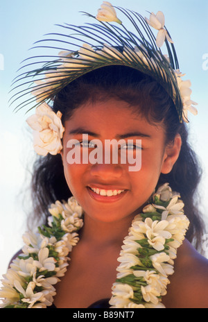 Beautiful Cook Island Polynesian smiling girl wearing a traditional ...