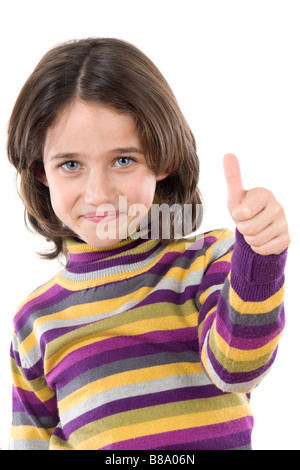 Adorable girl saying OK on a over white background Stock Photo - Alamy