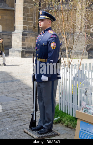 Old guard tower in Prague city, morning time Stock Photo - Alamy
