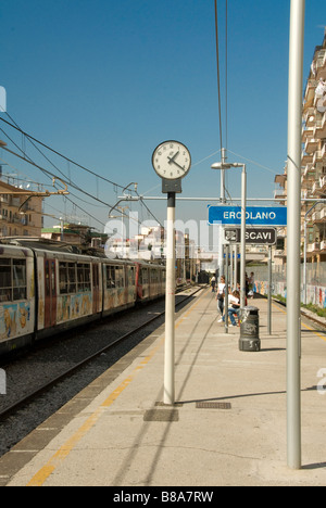 An Italian Train Station Clock, Ercolano, Italy Stock Photo - Alamy