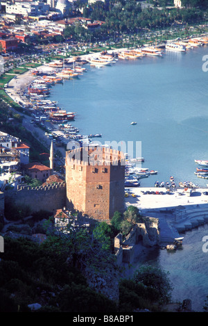The historical Red Tower in the Alanya district of Antalya, one of the ...