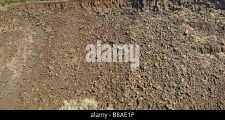 Panorama - Basalt cliffs and talus from ancient lava flow, Crooked ...