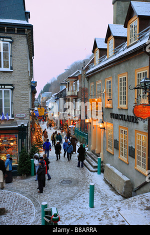 Winter day in the Petit Champlain neighborhood in Quebec City, Canada ...