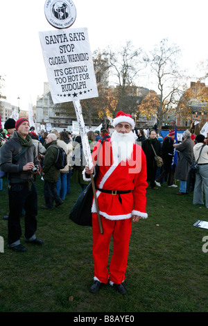 Campaign against climate change Santa Claus Father Christmas marching ...