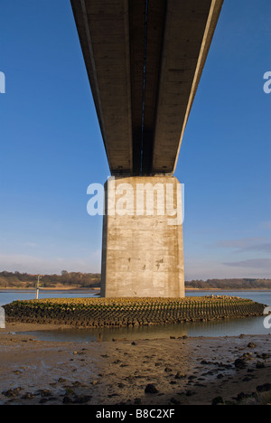 Orwell Bridge carrying the A14 truck road around the river Orwell ...