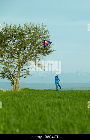 Boy Jumping Kite Stuck Tree, Calgary, Alberta Stock Photo - Alamy