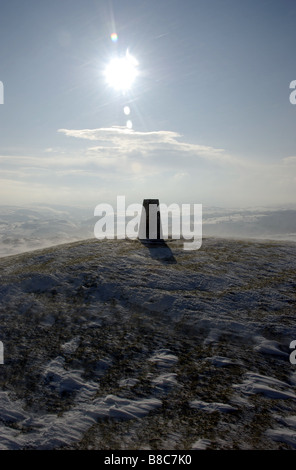 Triangulation pillar Moelfre Isaf North Wales Stock Photo - Alamy
