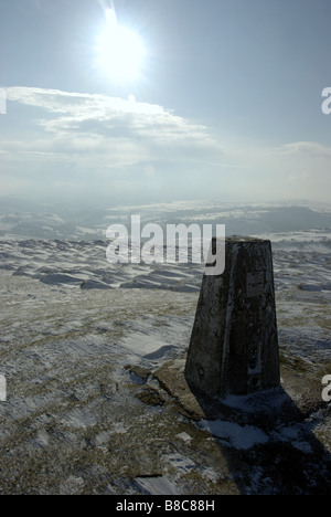 Triangulation pillar Moelfre Isaf North Wales Stock Photo - Alamy