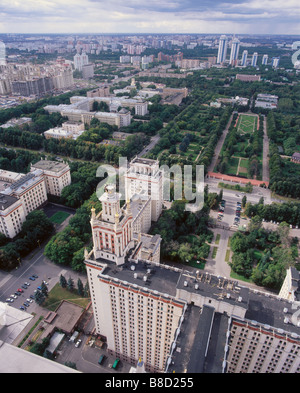 Aerial view of Moscow State University in the summer morning Stock ...