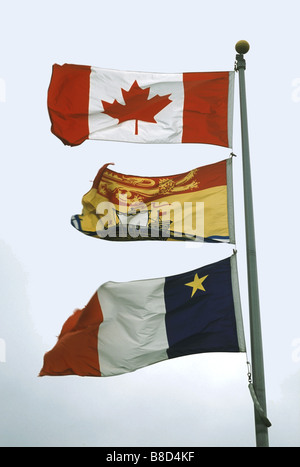 New Brunswick and Canadian flags flying in Port Elgin, New Brunswick ...