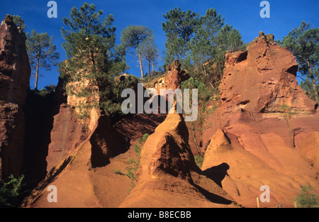 Ochre Landscape with Pinnacles, Pines & Cliffs, Roussillon, Luberon ...