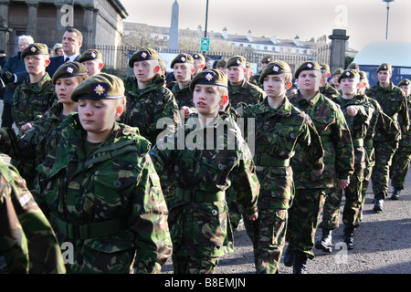 The 1st Battalion Irish Guards affiliated Army cadet's march through ...