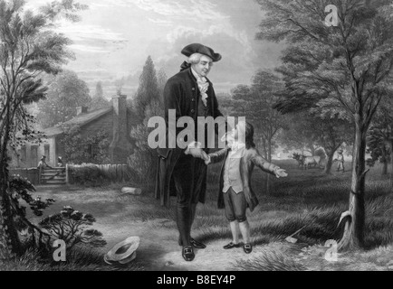 Young George Washington and Cherry Tree, 1738 Stock Photo - Alamy