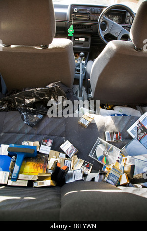 A MESSY VW GOLF MK11 CAR INTERIOR FULL OF RUBBISH INCLUDING DISCARDED ...