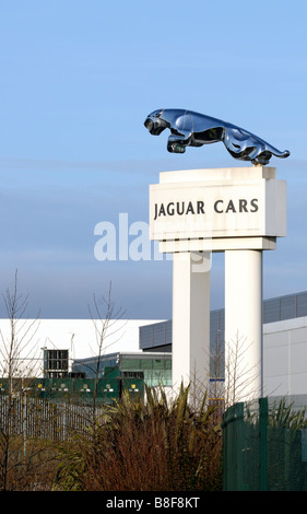 Jaguar logo at the Halewood manufacturing plant in Liverpool Stock ...