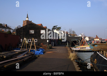 Maldon Waterfront Hythe quay Essex England UK Thames barge at mooring ...