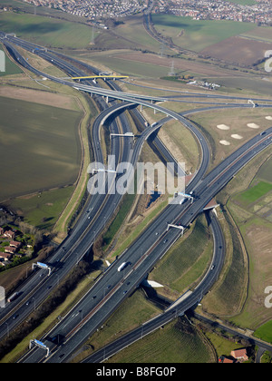 aerial view of the A1 and M62 motorway junction near Ferrybridge in ...