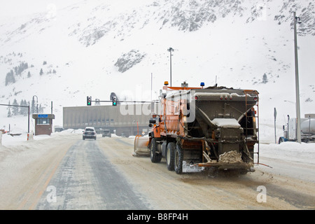 Snow Plow on Colorado highway 67 Stock Photo - Alamy