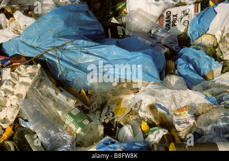 Pile of litter containing various types of waste scattered in an urban ...