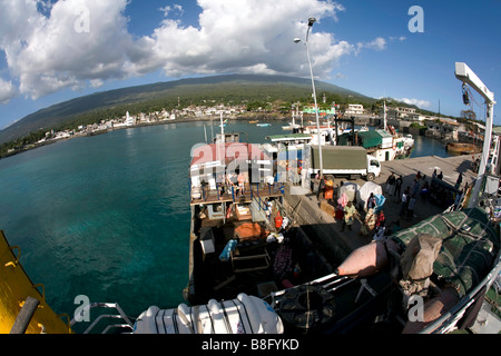 Comoros, Grande Comore, Moroni Harbour, sunset, boat, people Stock ...