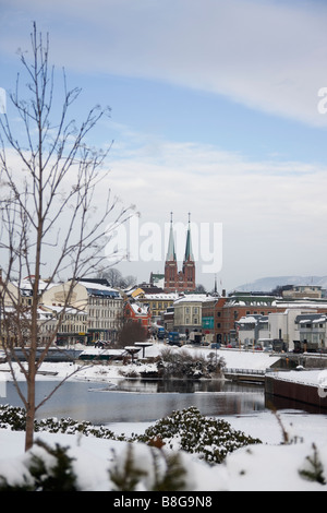 scenic snow scene Skien waterfront Telemark Norway Stock Photo - Alamy