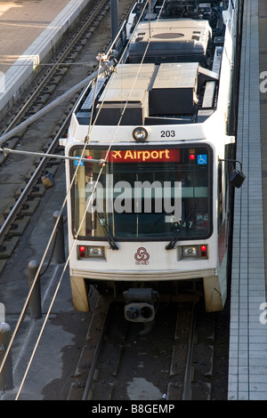 The MAX light rail public transportation system in Portland Oregon USA ...