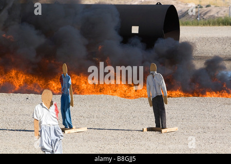 Jet fuel fire at an airport firefigher training facility in Boise Idaho ...