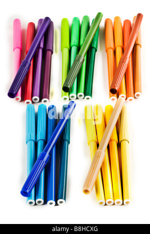 Color pen. Pile with color pens isolated on white background. Color ...