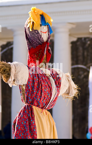 Brightly dressed straw effigy of Lady Maslenitsa (Moscow, Russia Stock ...
