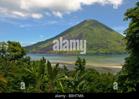 Banda Api, an active volcanic island with fresh lava rocks, Banda ...