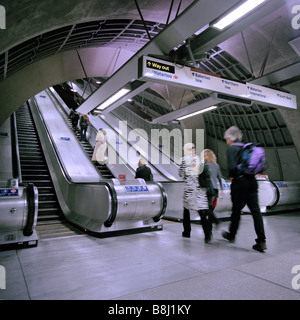 Waterloo Station passengers using escalator on the Jubilee Line ...