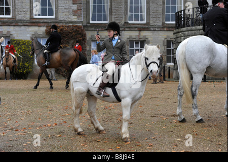 The Croome and West Warwickshire Foxhounds at a hunt meeting at Ragley ...