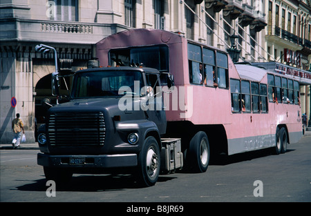 Havana Cuba Bus & Passengers - Camel - Trucks Made Into Buses Stock ...