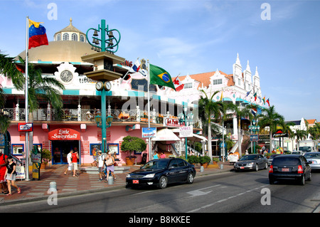 Colonial Dutch architecture along the main street of Oranjestad Aruba ...