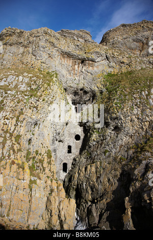 Culver Hole, an old Smugglers Hideout built into the Cliff Face, Port Eynon, Gower, South Wales ...
